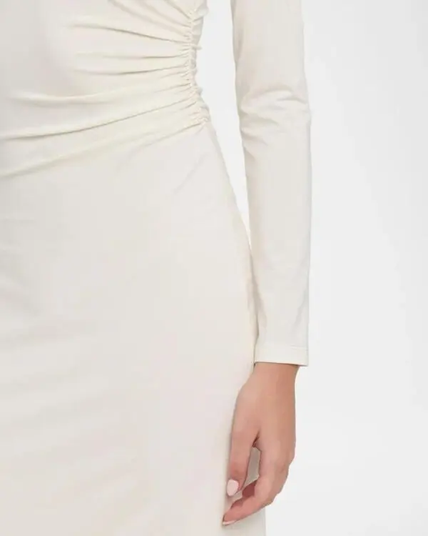 Emporio Armani Ruched Jersey Column Gown - Ivory
