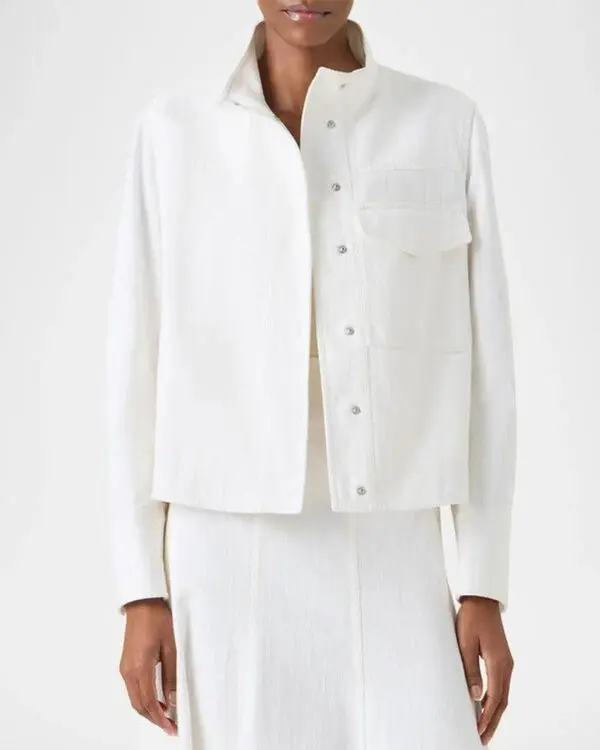 Akris Stand-collar Stretch Denim Jacket
