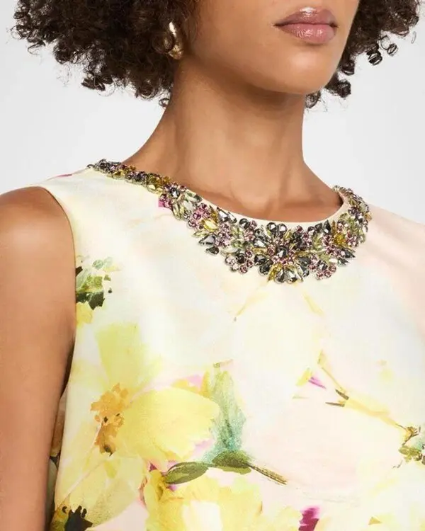 Aidan Mattox Crystal-embellished Floral Mikado Gown