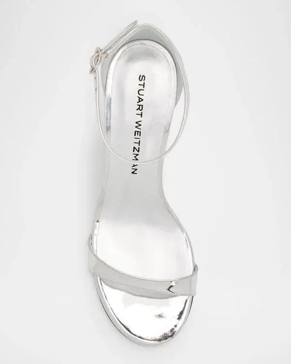 STUART WEITZMAN 75mm Nudist Ii Metallic Leather Ankle-strap Sandals
