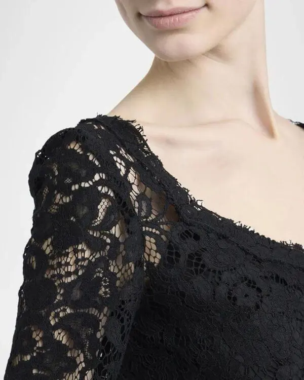 Dolce & Gabbana Long-sleeve Lace Mini Dress - Nero