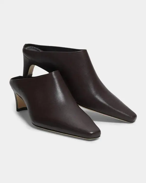 Staud Wally 55mm Leather Mules - Espresso