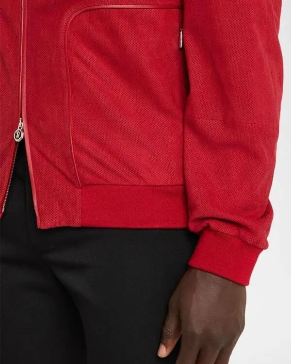 Stefano Ricci Apos;s Perforated Suede Zip-pocket Blouson
