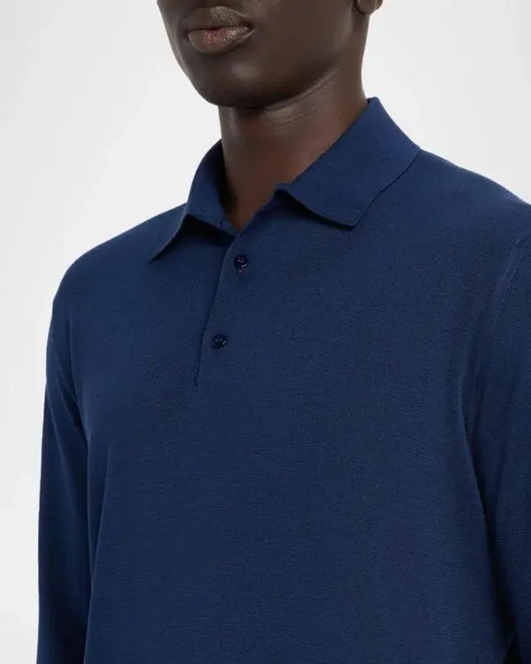 Stefano Ricci Apos;s Silk Knit Long-sleeve Polo Shirt - Blue