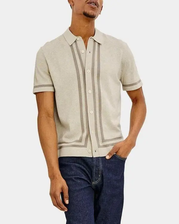 Rails Apos;s Leo Melange Short-sleeve Polo Sweater