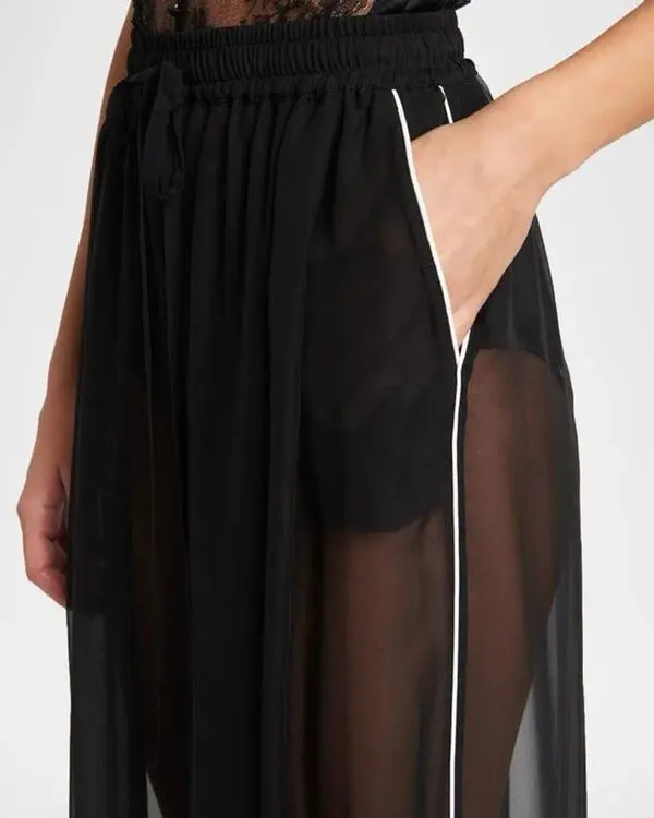 Dolce & Gabbana Sheer Silk Chiffon Wide-leg Pull-on Pants