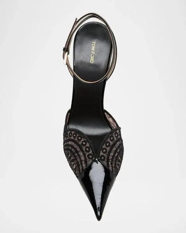 TOM FORD 85mm Lace Patent Leather Pumps