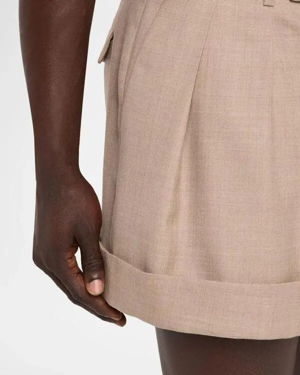 Saint Laurent Apos;s Wool And Cotton Tailored-fit Belted Shorts