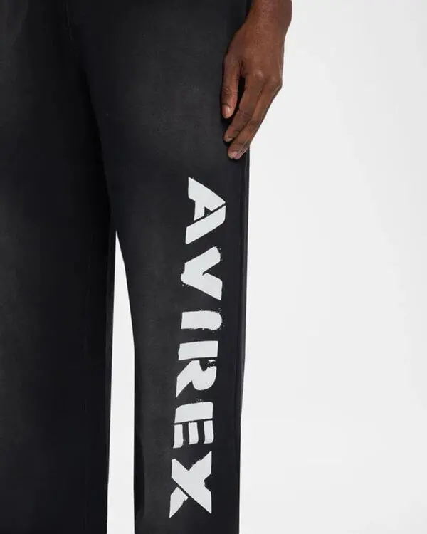 AVIREX Apos;s Distress Icon Fleece Drawstring Pants - Black