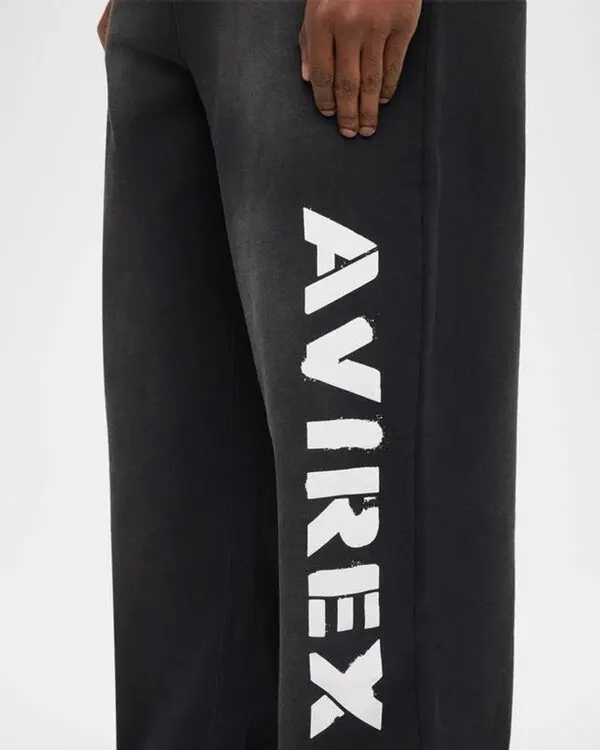AVIREX Apos;s Distressed Icon Fleece Drawstring Pants - Black
