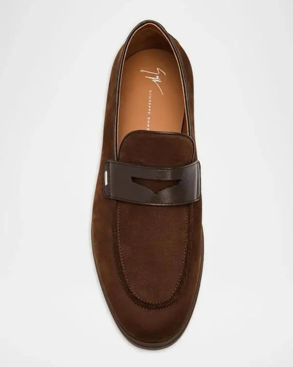 GIUSEPPE ZANOTTI Apos;s Suede Leather-trim Penny Loafers