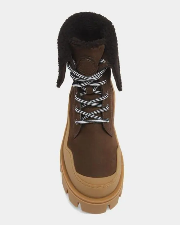 Moncler Peak Snowcap Shearling And Leather Ankle Boots