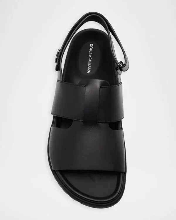 Dolce & Gabbana Apos;s Dg Logo Leather Sandals