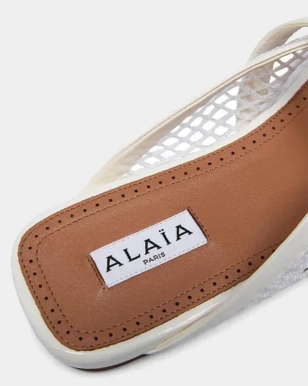 Alaïa Mesh Mary Jane Ballerina Mules - Blanc