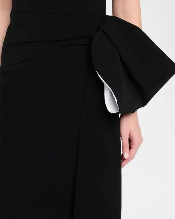 Roland Mouret Moon Strapless Draped Bow Midi Dress - Black