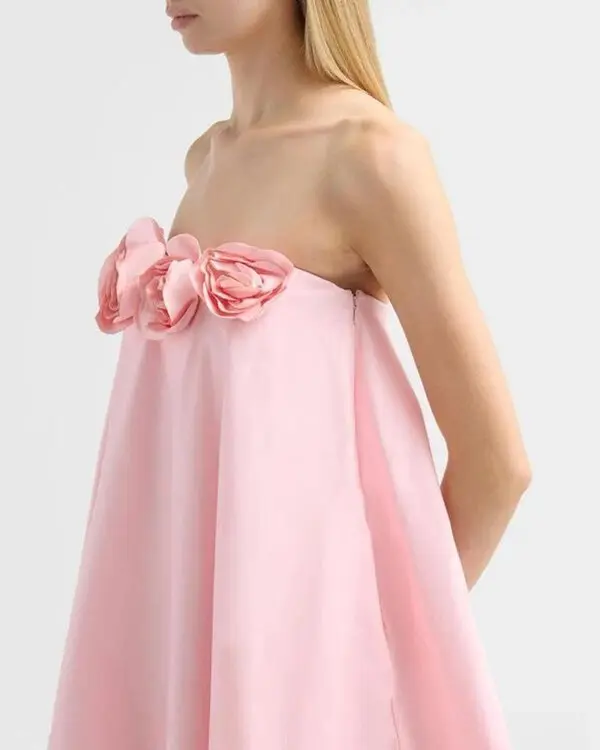 AS IT MAY Nerisia 3d Floral Strapless Trapeze Mini Dress