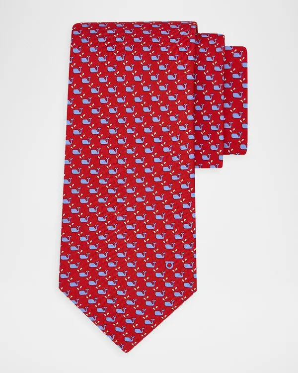 FERRAGAMO Apos;s Whale Micro-print Tie