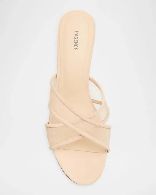 L & APOS;AGENCE Padua -print Mesh Mule Sandals - Chai