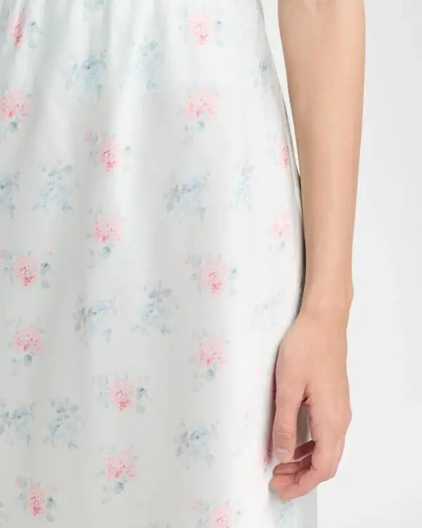 LoveShackFancy Castle Floral Satin Midi Skirt - Eucalyptus