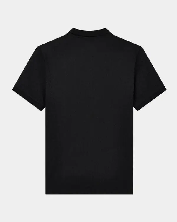 Emporio Armani Geometric Textured Jacquard Polo Shirt - Black
