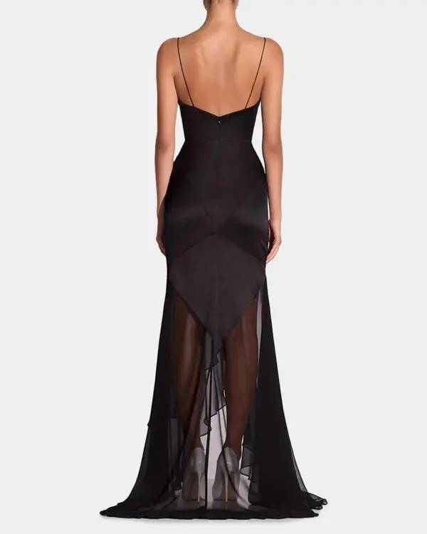 Alex Perry Plunging Panelled Silk Bikini Gown