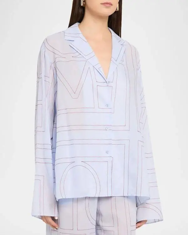 TOTEME Monogram Cotton Voile Pajama Top