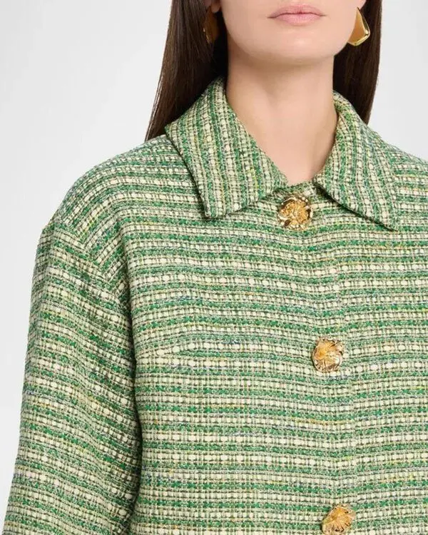Carolina Herrera Boxy Cotton-blend Crop Jacket