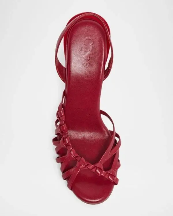 Chloé 95mm Estra Knotted Leather Sandals