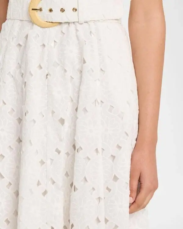 Cara Cara Calypso Embroidered A-line Midi Dress - Trellis Ey