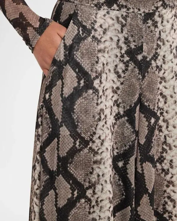 Lapointe Snakeskin-print Mesh Wide-leg Pants