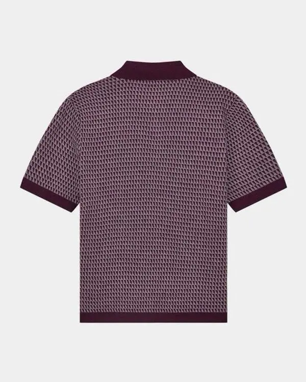 Emporio Armani Apos;s Geometric Wool Knit Johnny-collar Polo Shirt - Multi