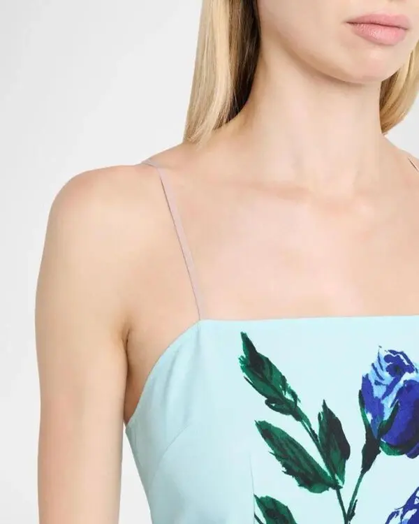 Rickie Freeman For Teri Jon Floral-print Chiffon Draped Gown