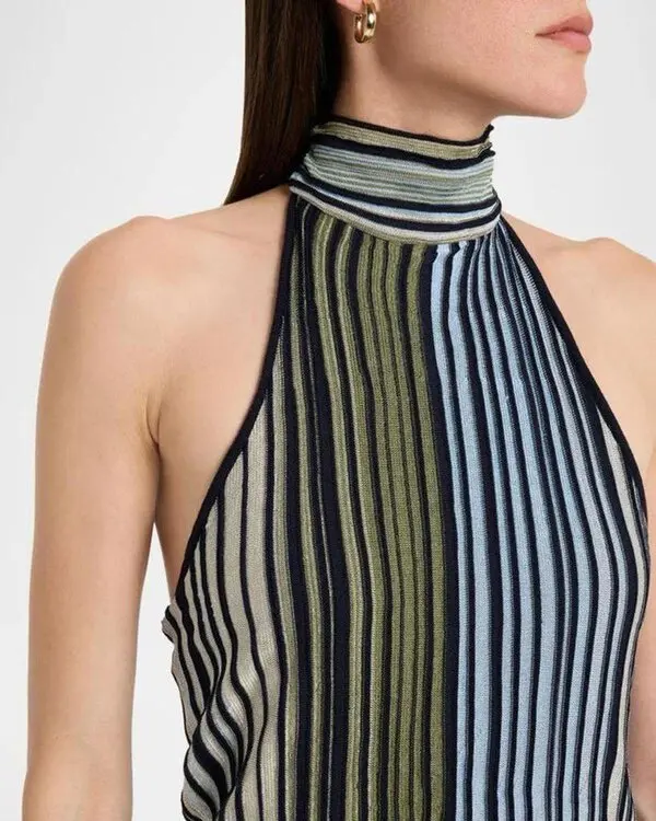 Ramy Brook Marina Ombre Knit Halter Maxi Dress
