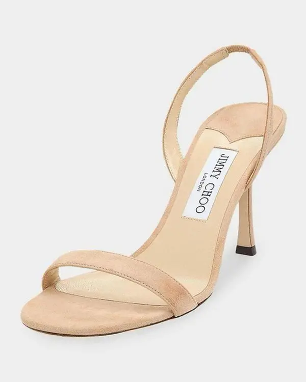JIMMY CHOO 85mm Jenn Suede Slingback Sandals