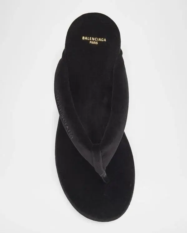 Balenciaga 90mm Gaeta Velvet Wedge Thong Sandals