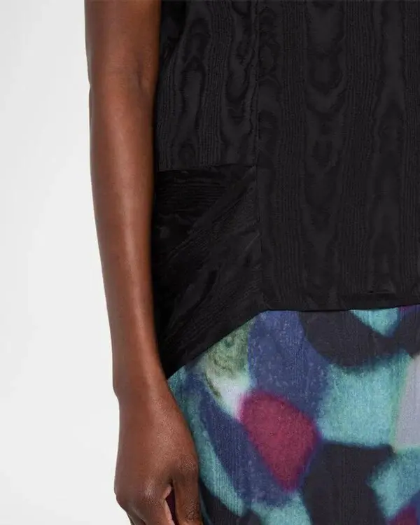 Dries Van Noten Caressa Moire Short-sleeve Blouse