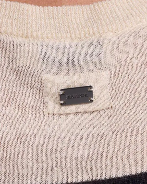 Bugatchi Apos;s Linen And Cotton Knit Multi-stripe Short-sleeve Crewneck Sweater