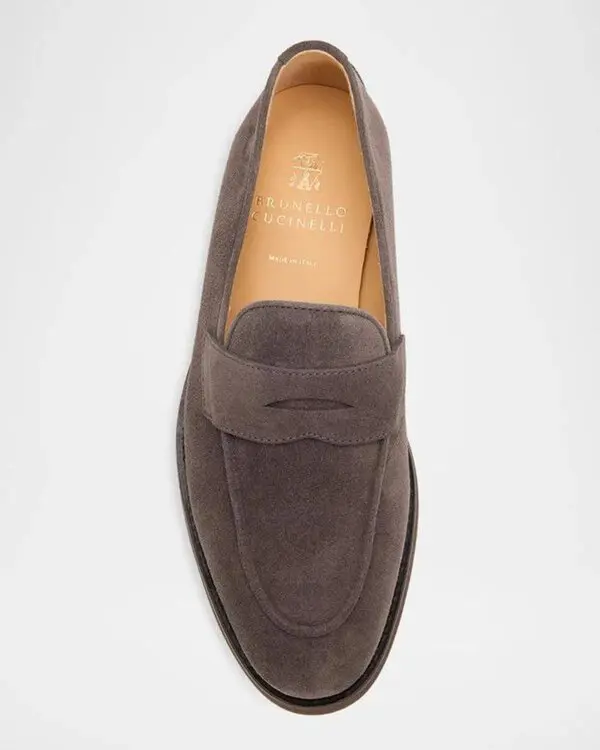 Brunello Cucinelli Apos;s Suede Flex-sole Penny Loafers