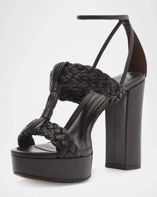 ALEXANDRE BIRMAN 110mm Thalia Woven Leather Platform Sandals
