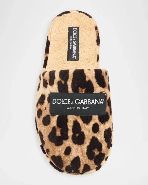 Dolce & Gabbana Apos;s Leopard-print Terrycloth Slippers