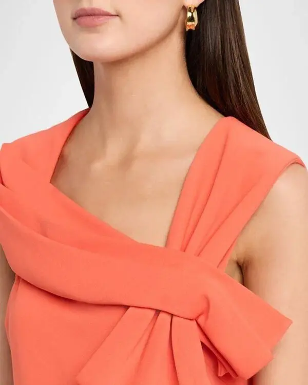 Badgley Mischka Sleeveless Draped Column Gown - Persimmon