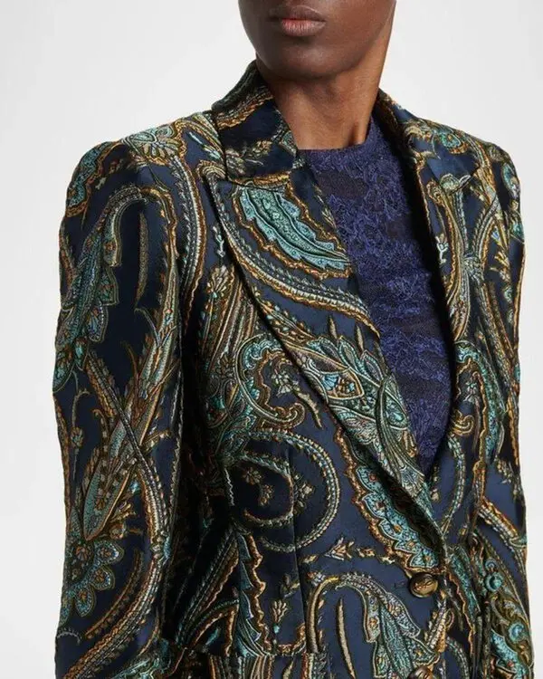 Etro Paisley Jacquard Single-breasted Fitted Jacket