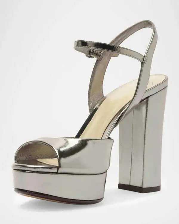 ALEXANDRE BIRMAN 110mm Amy Metallic Leather Platform Sandals
