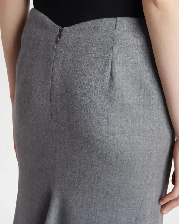 Alexander McQueen Godet-pleat Wool Midi Skirt - Black