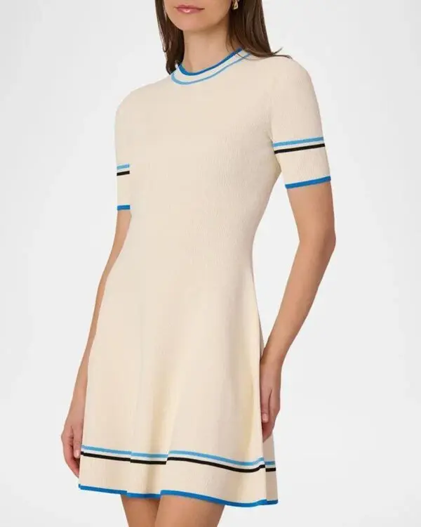 Shoshanna Kate Striped Rib Knit Fit-&-flare Mini Dress