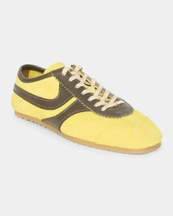 Dries Van Noten Mixed Leather Retro Runner Sneakers - Yellow