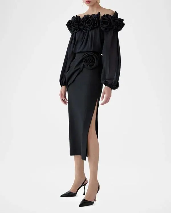 Carolina Herrera Rosette Off-the-shoulder Blouse