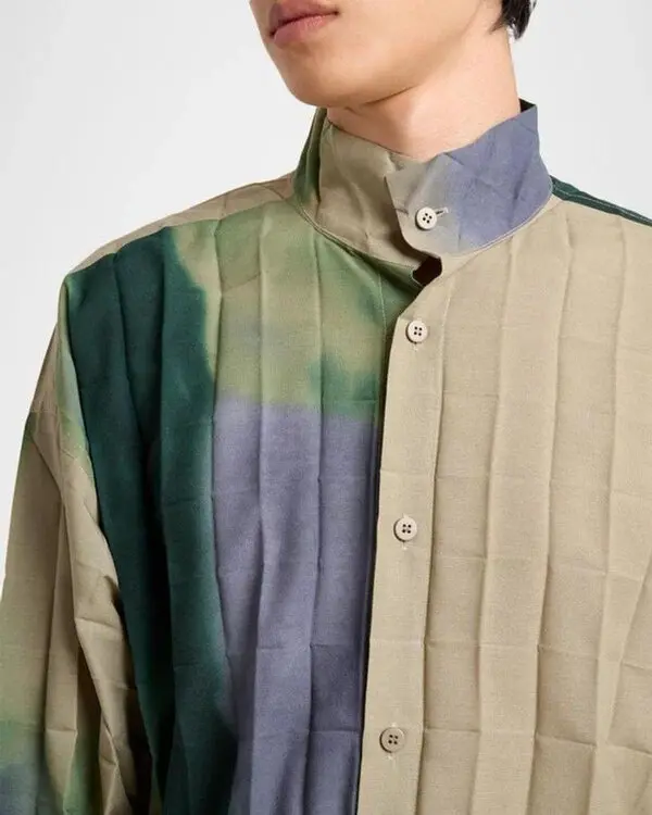 Issey Miyake Apos;s Dawn Edge Pleated Self-belt Button-down Shirt