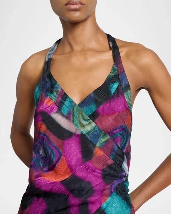 Dries Van Noten Halter Marble-print Top