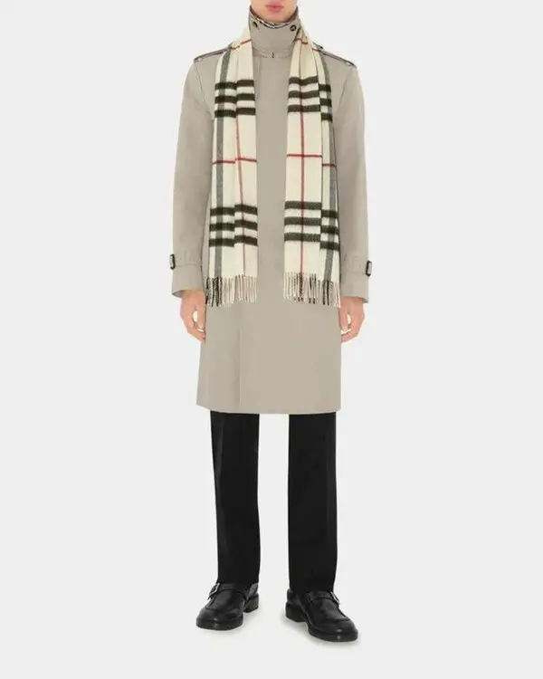 Burberry Giant Check Cashmere Scarf - Stone